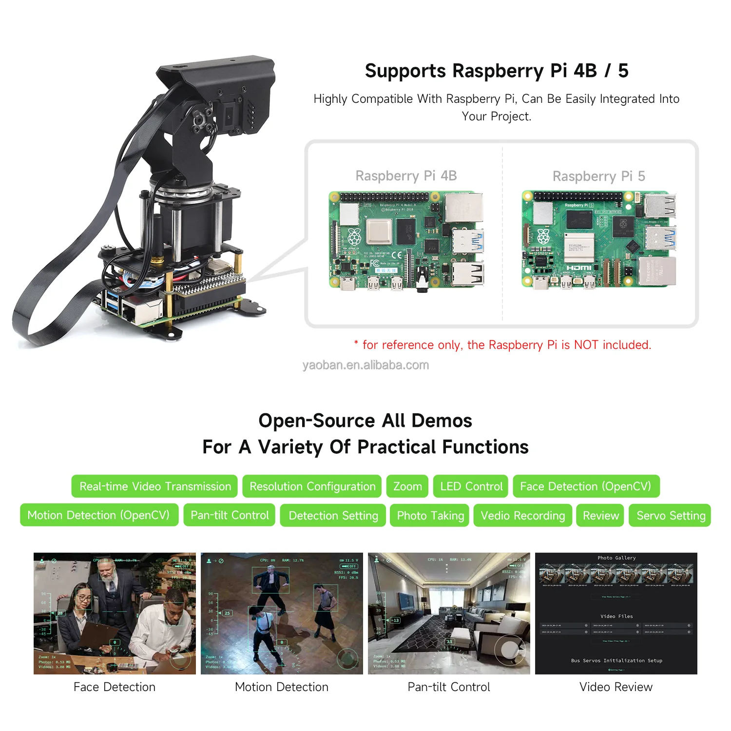 Waveshare Omnidirectional High-torque 2-axis Expandable Pan-tilt Camera ...