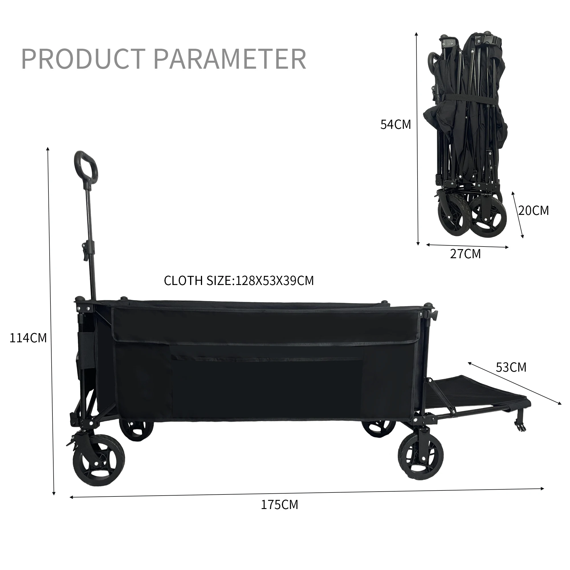 Garden Cart Folding Wagon Portable Trolley Foldable Heavy Duty Folding ...