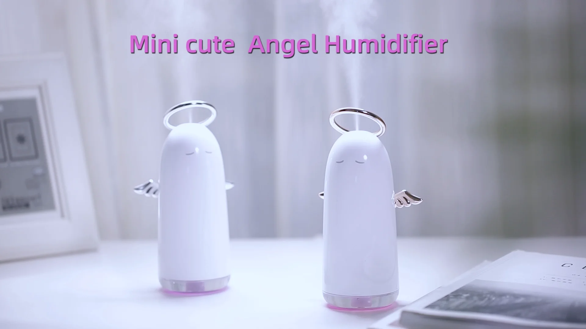 Mini Portable Design Cute Little Angel Humidifier Colorful Light ...