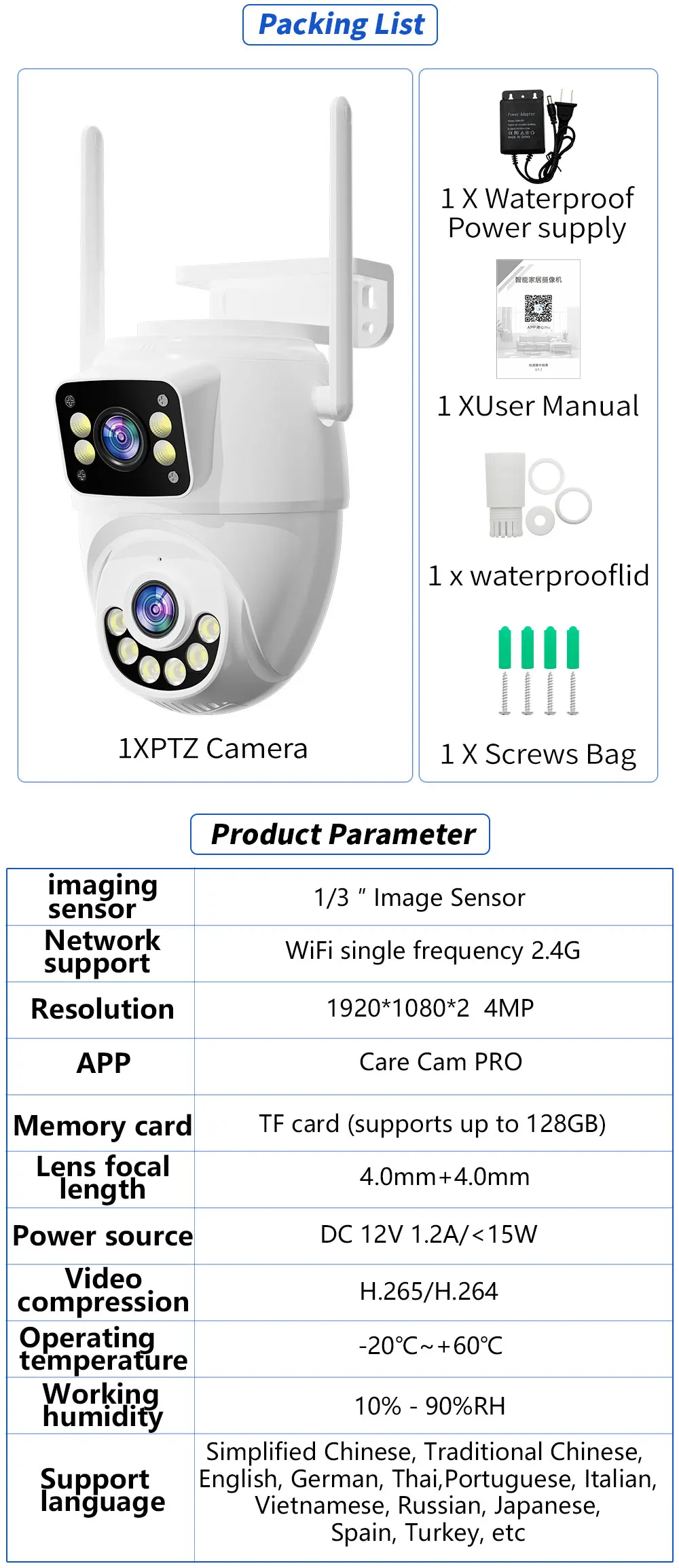 D 4MP Smart Wifi Camera - Humanoid Tracking Alarm Dual Lens