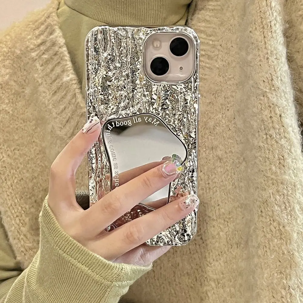 Fashion Pleated Mirror Surface Woman Phone Cover Apple Mobile Phone ...