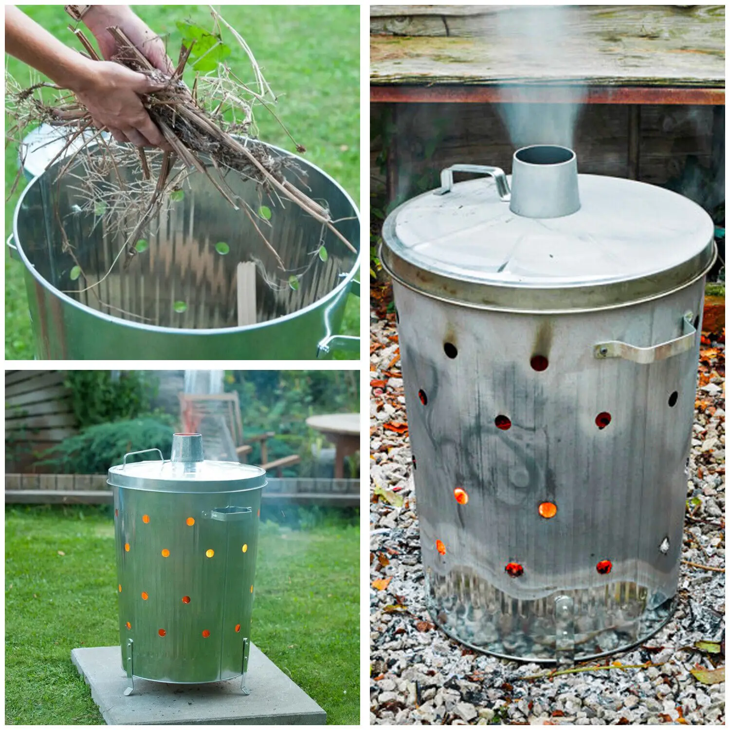 75L Galvanised Metal Incinerator - Eco-Friendly Waste Burner
