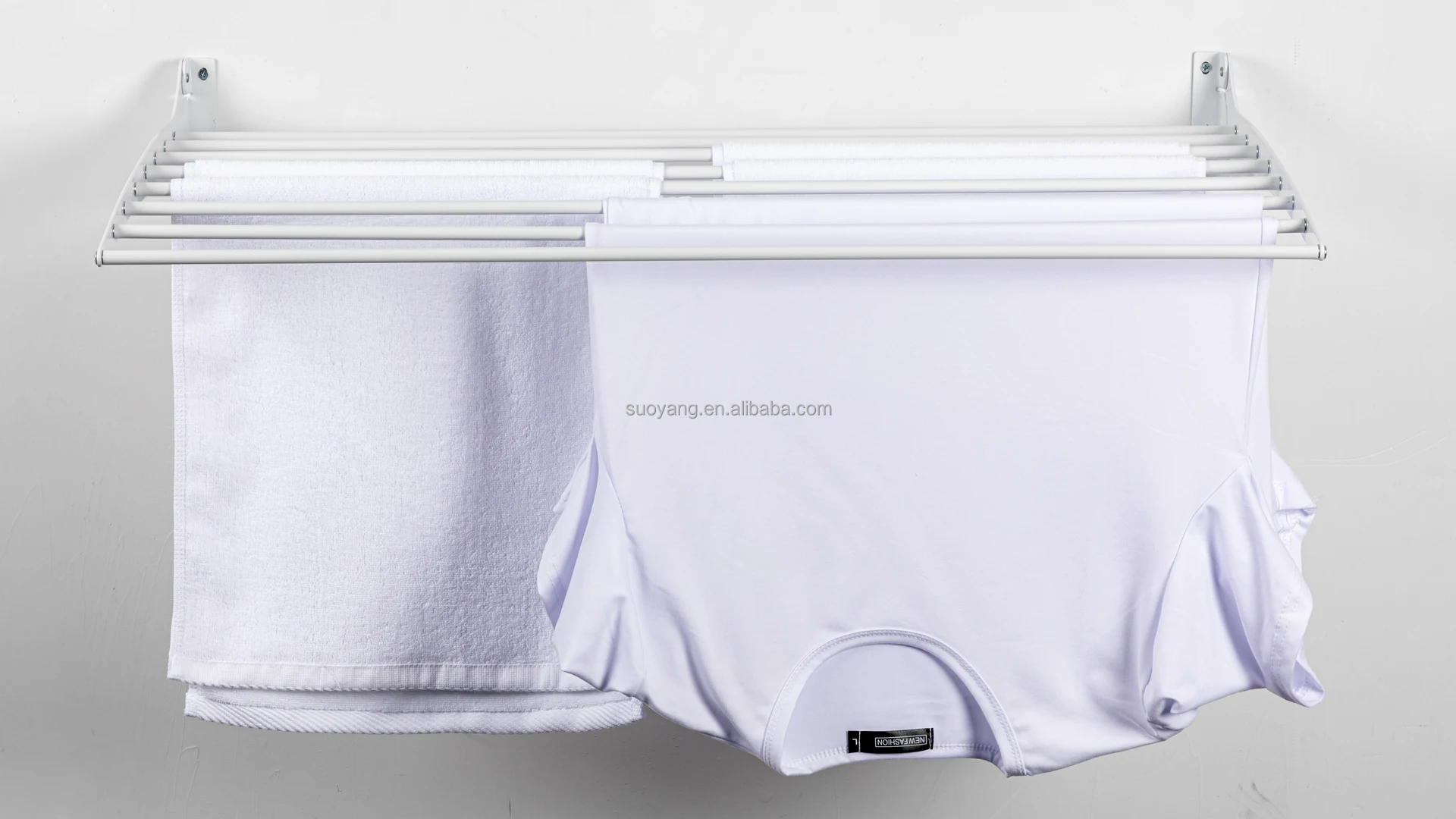 Wall Mounted Hidden Drying Rack for Laundry with 5 Stainless Steel Rods ...