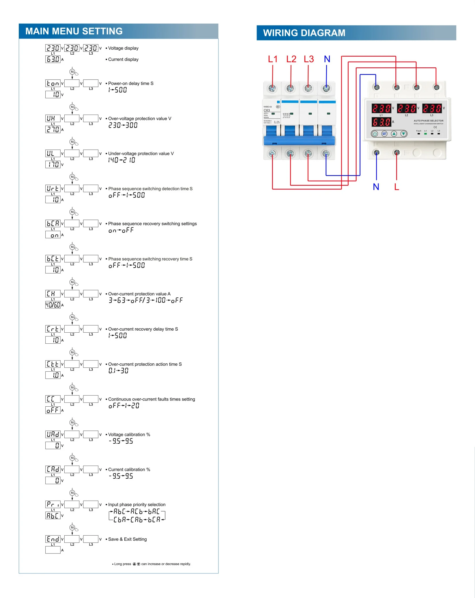 JIUJI JJTP2-63A Auto Phase Selector - Intelligent Protection
