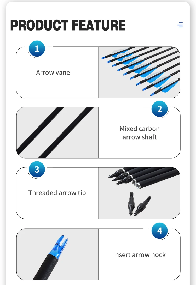 SPG Archery Compound Recurve Bow - 7.8 Mm Mixed Carbon Arrows