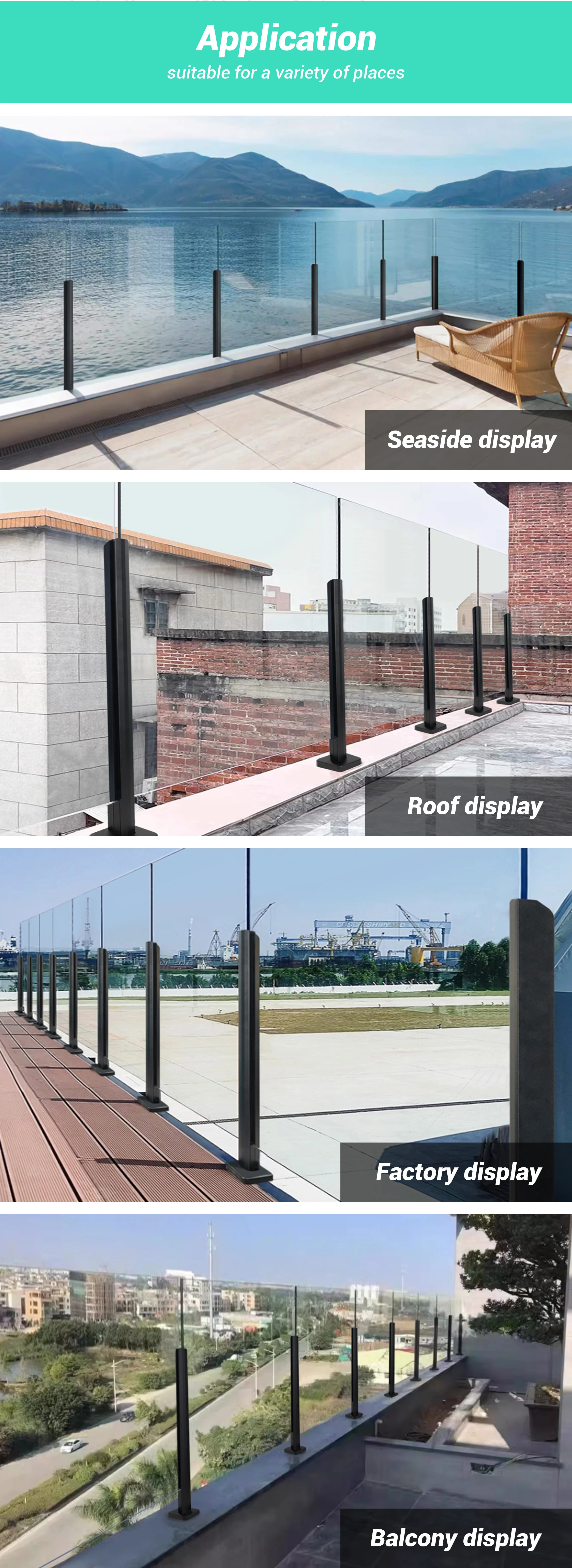 Chuanlan Modern Aluminum Alloy Railing System Durable Glass Balustrade ...