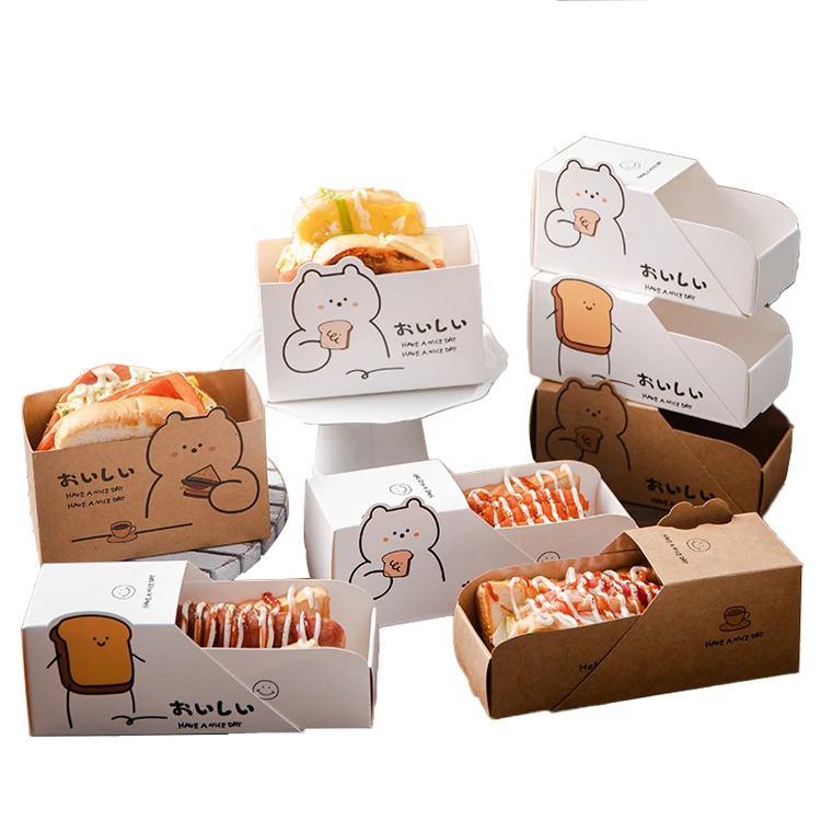 Custom fancy burger sandwich drawer packaging paper box sandwich ...