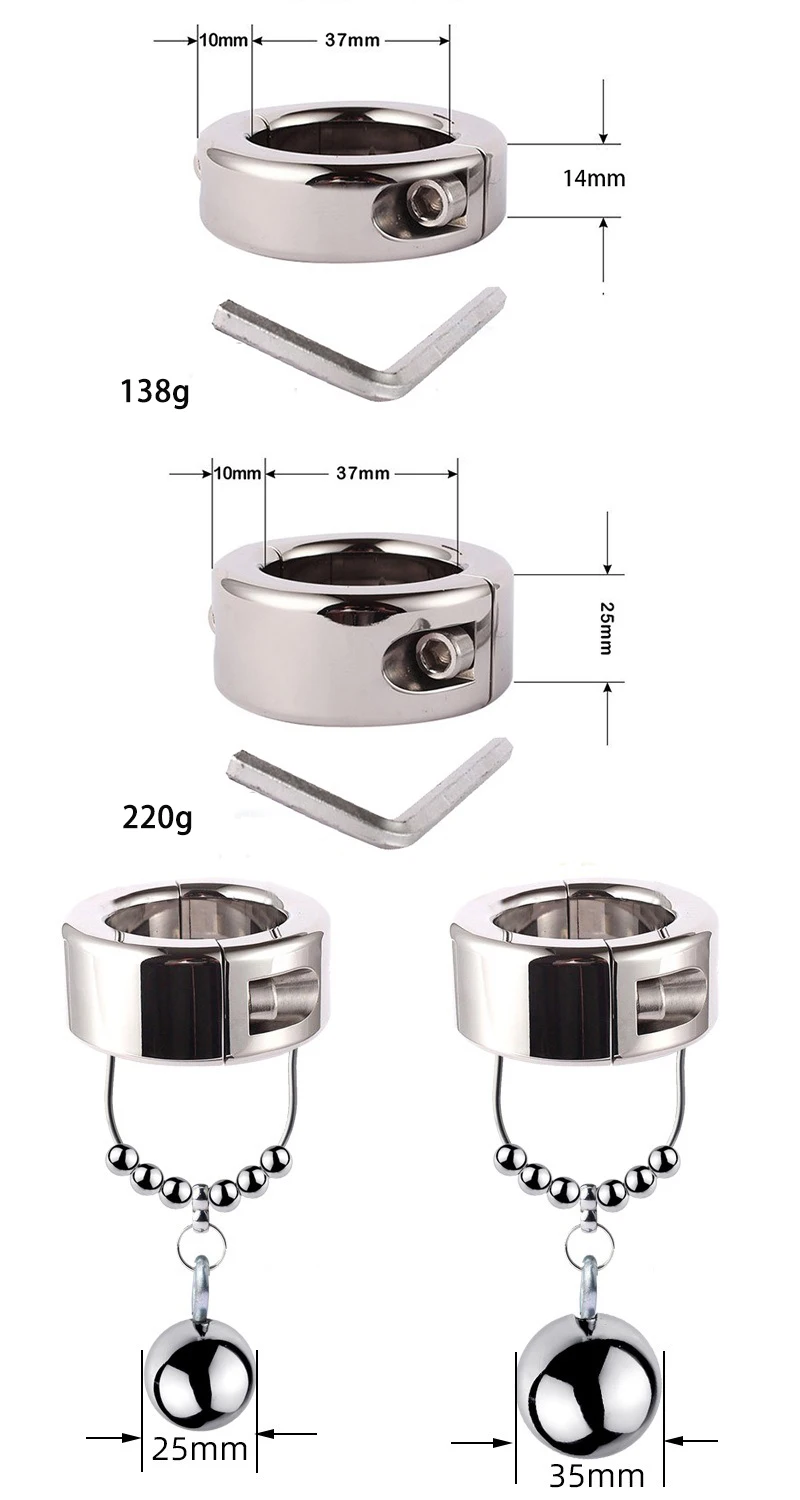 SM Male Erotic Products Stainless Steel Testicle Weighted Rings Ball ...