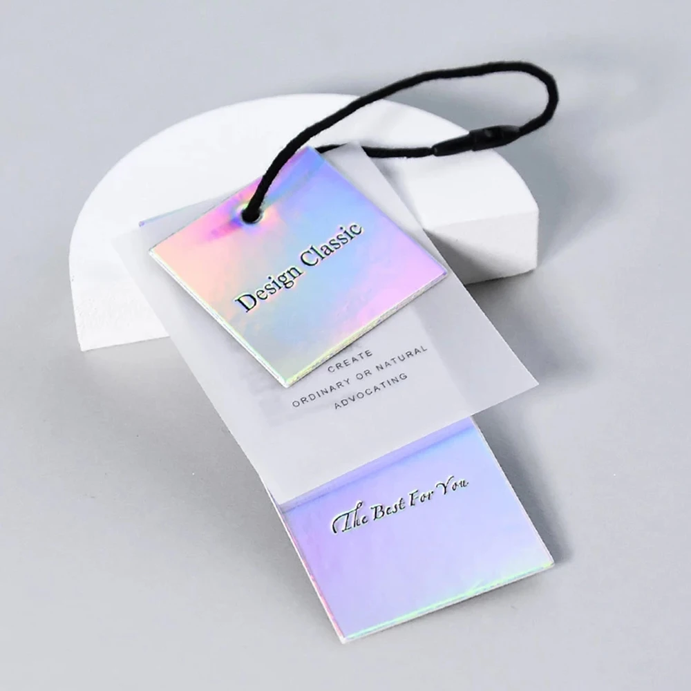 Custom Logo Luxury Laser Hanging Label Holographic Paper