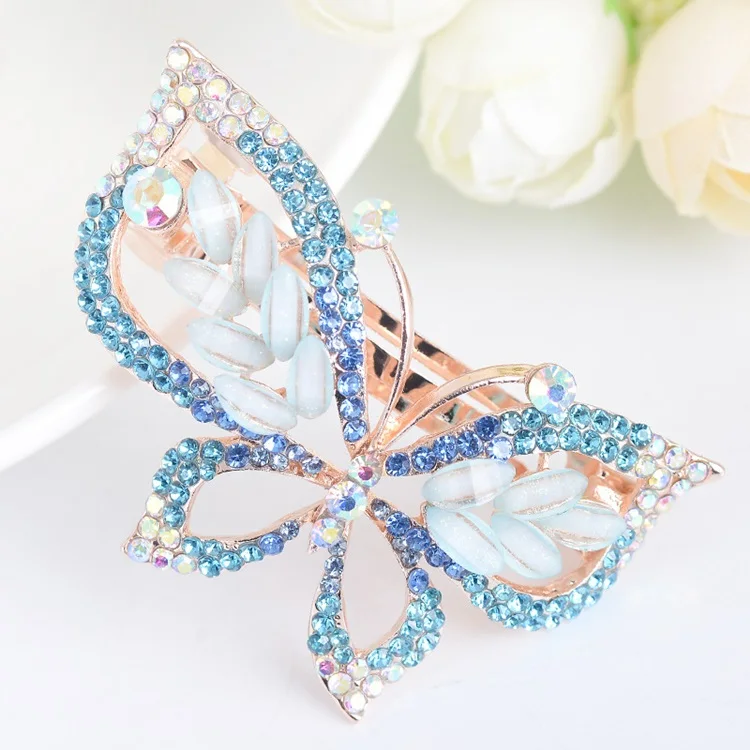 Colorful Crystal Spring Hair Clip Luxury Diamond Alloy Hairpin Sweet ...