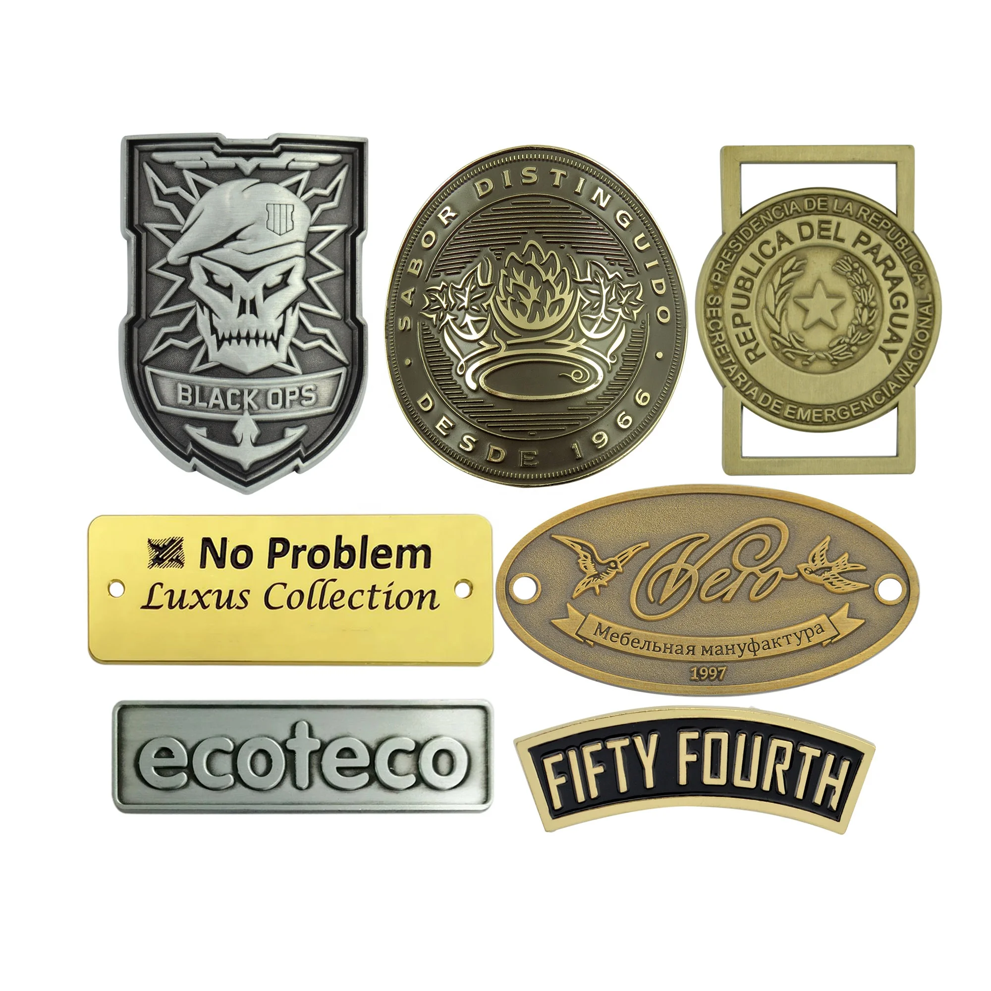 Factory Engraved Emblem Plate Custom Private Metal Tags Brand Bag Logos ...