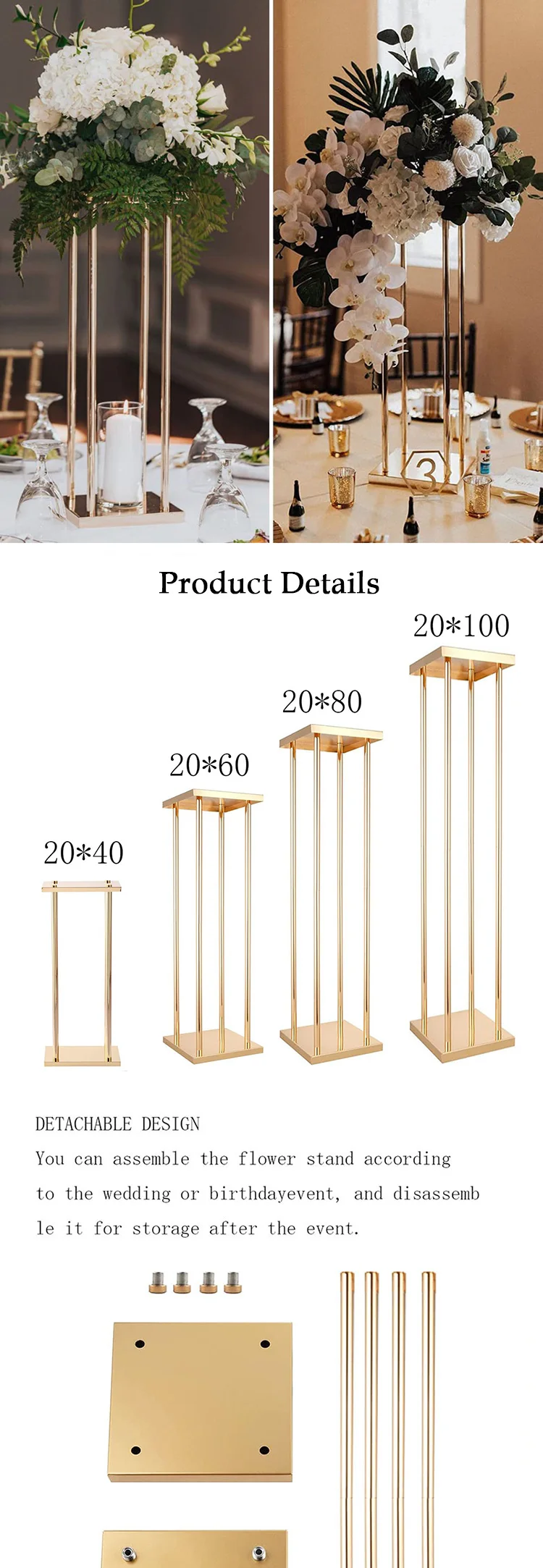 Tables Decoration Flowers Rack Vase Gold Tall Metal Flower Stand For ...