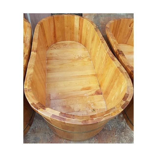 Wooden Frame Bathtub/ Natrual Wooden Barrel Bath Tub/ Outdoor Wood Soak ...