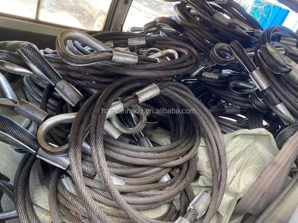 1t Single Leg Wire Rope Lifting Slings / Steel Wire Ropes Rigging With Shackles Or Hook - Buy ...