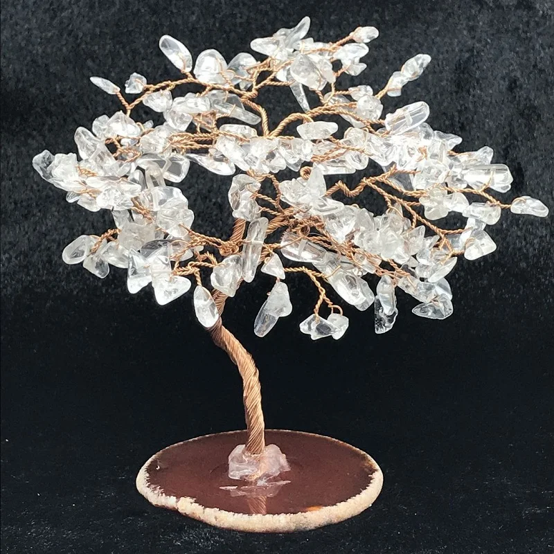 Natural White Crystal Tree Stones Tree Copper Wire Wrapped Chakra ...