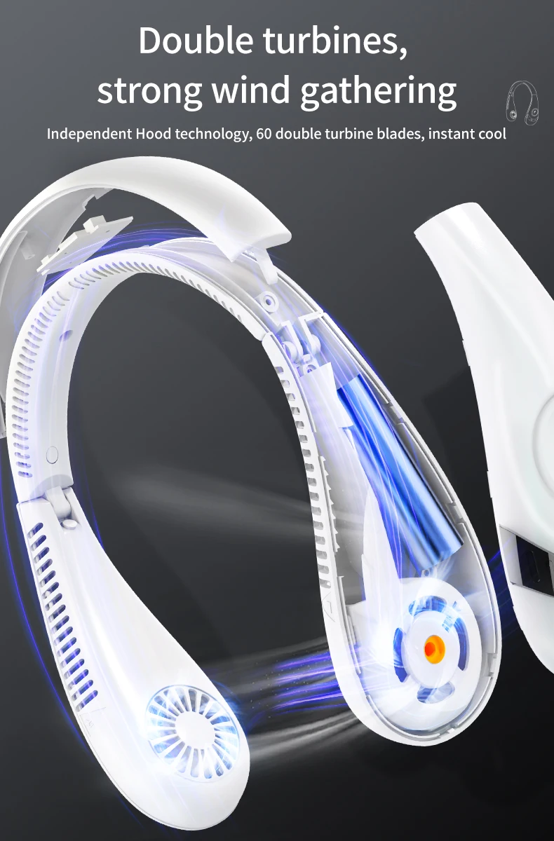 Free Customize logo Bladeless 5000mAh Foldable Portable Mini Fan LED ...