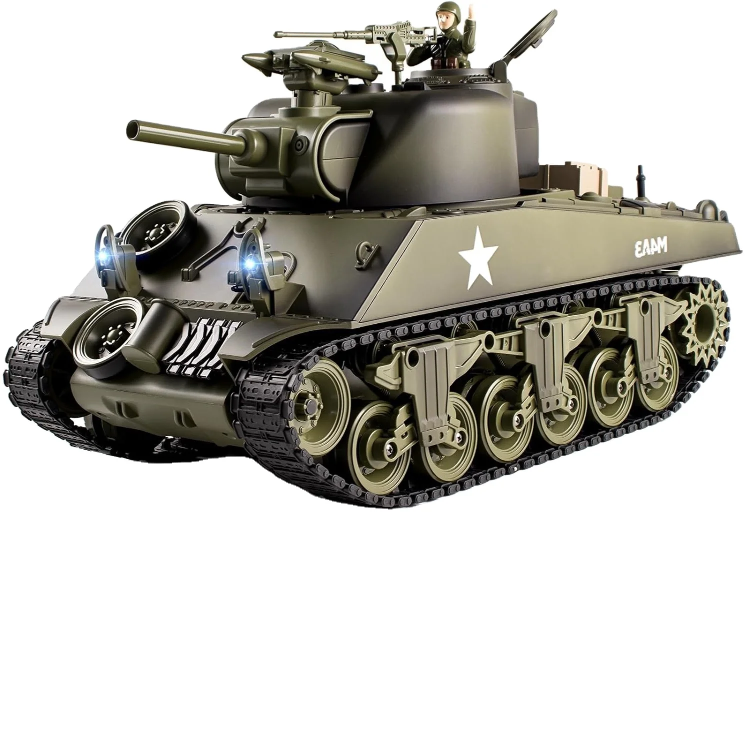 1/18 Remote Control Battle Tank Us M4a3 Sherman Model With Smoke+sound ...