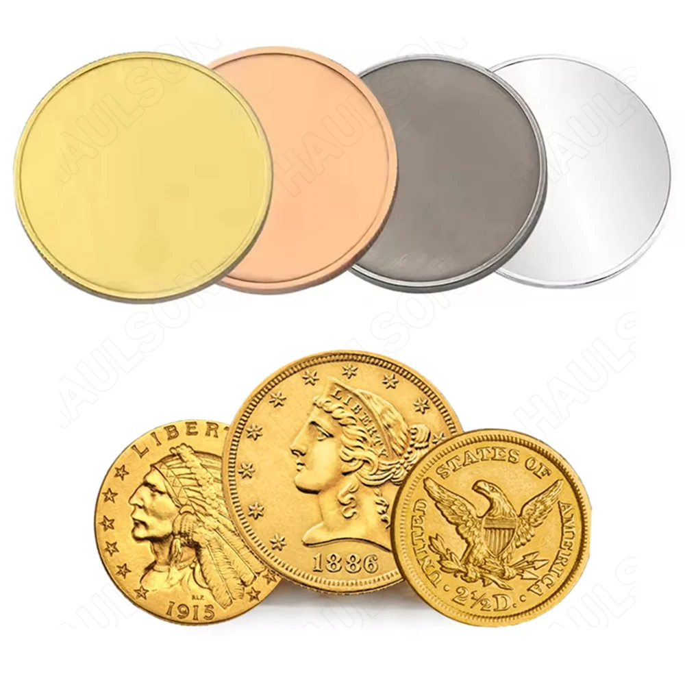Custom 40mm Stainless Steel Metal Blank Coin Mirror / Matte Brass ...