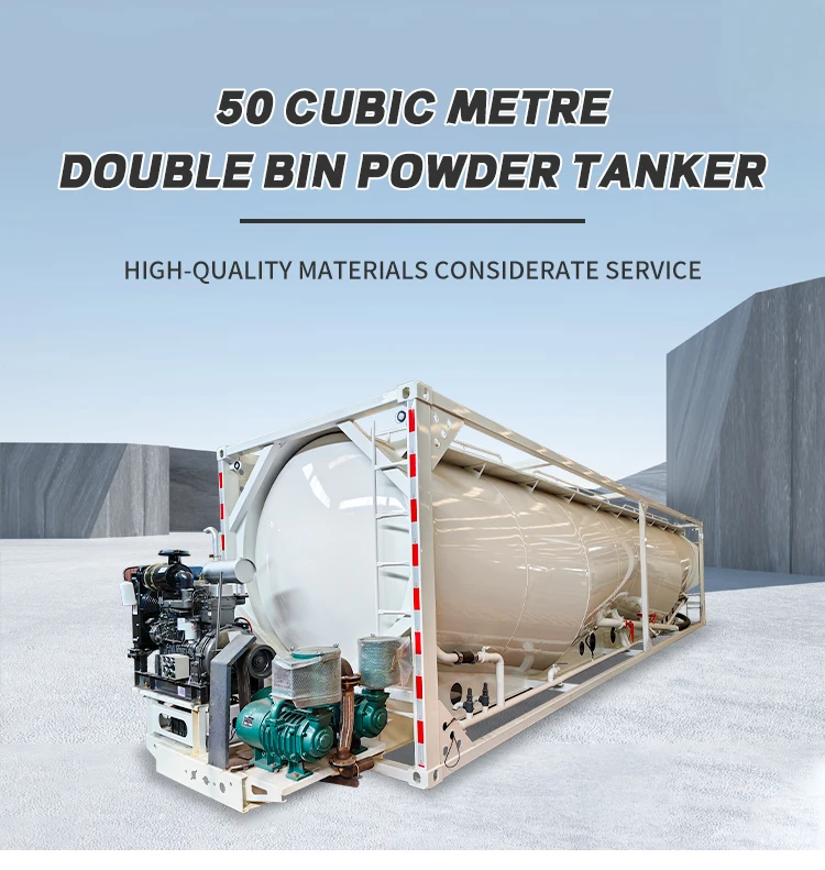 Framework 50 Cubic 2 Compartments Powder Cement Tanker 60 Ton Without ...
