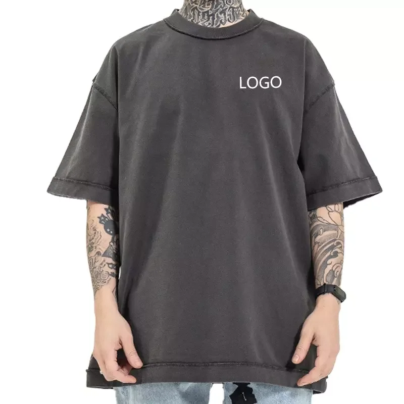 Custom Logo 250g Cotton Drop Shoulder Oversized Wash T-shirt ...