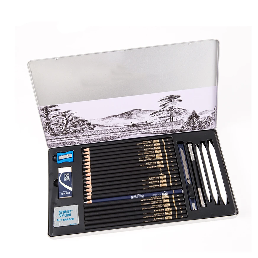 Professional Charcoal Pencil Sketch Art Set - Includes Sharpener ...