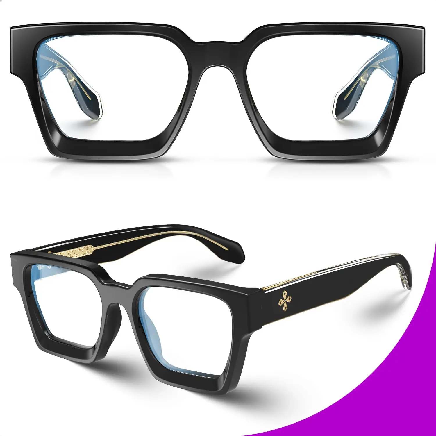 VISOONE Blue Light Blocking Glasses Rectangle Chic Preppy Look ...