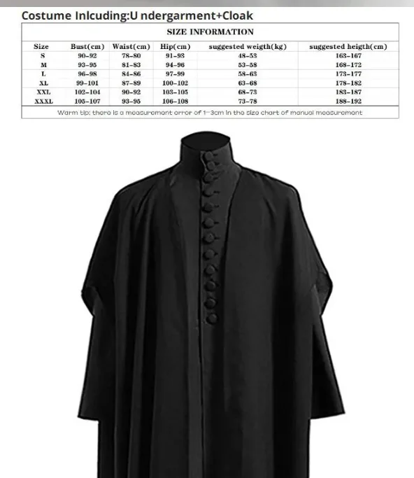 BSR Professor Severus Cosplay Costume Hogwartes Black Cloak Shirts ...