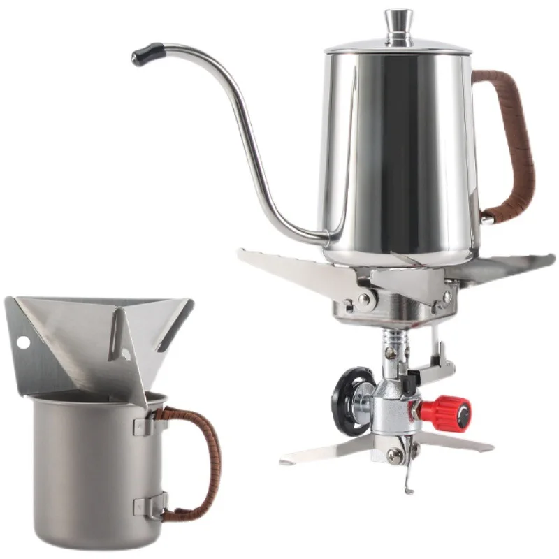 Outdoor Hand-brewed Coffee Pot Portable Travel Coffee Set With Titanium ...