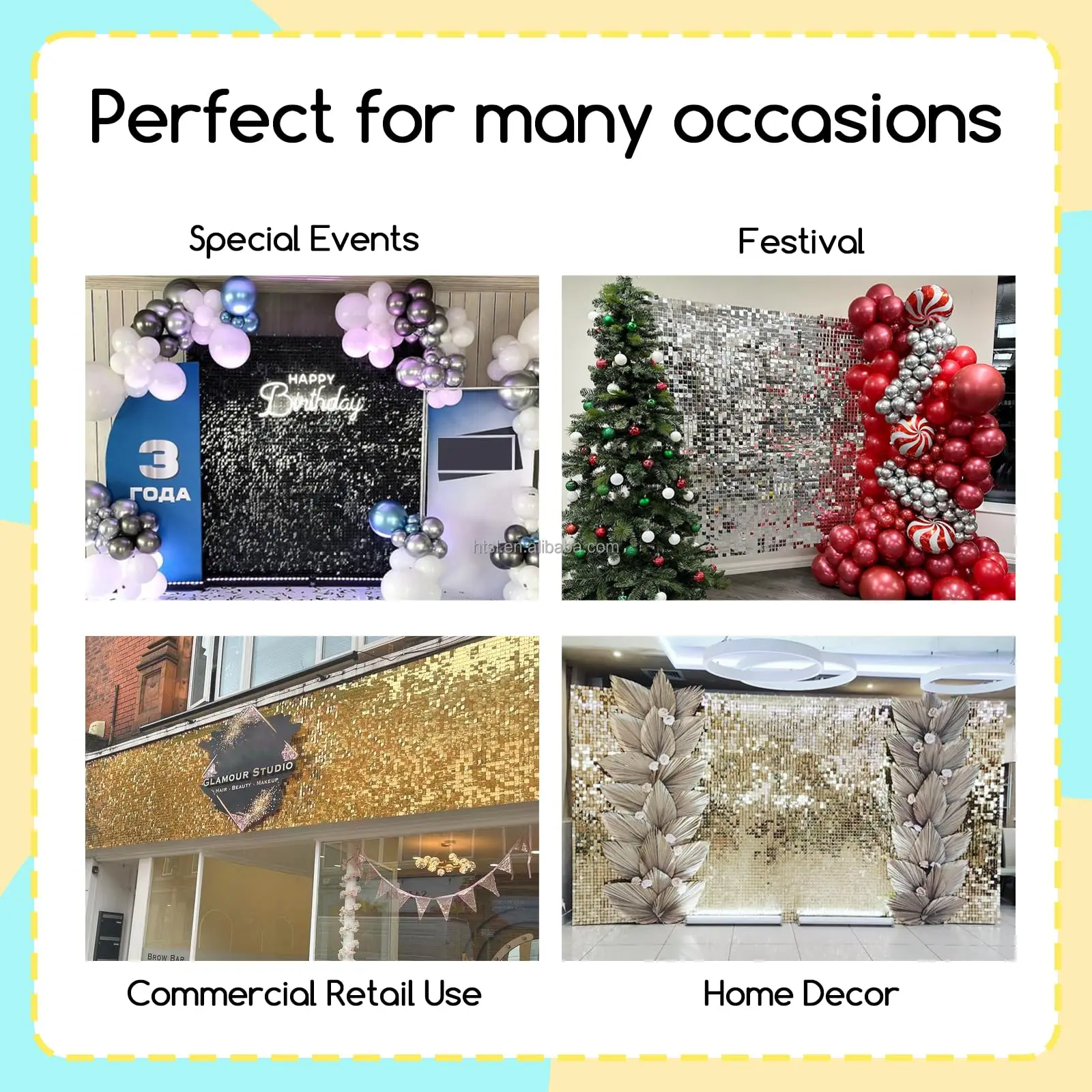 Shimmer Bling Bling 3D Wall Sequin Board Panel for Wedding
