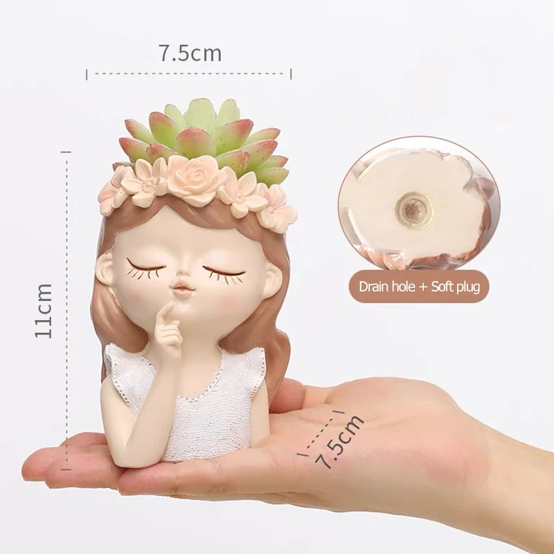 Nordic Flower Pots Cute Girl Vase Planters Succulents Bonsai Cactus ...