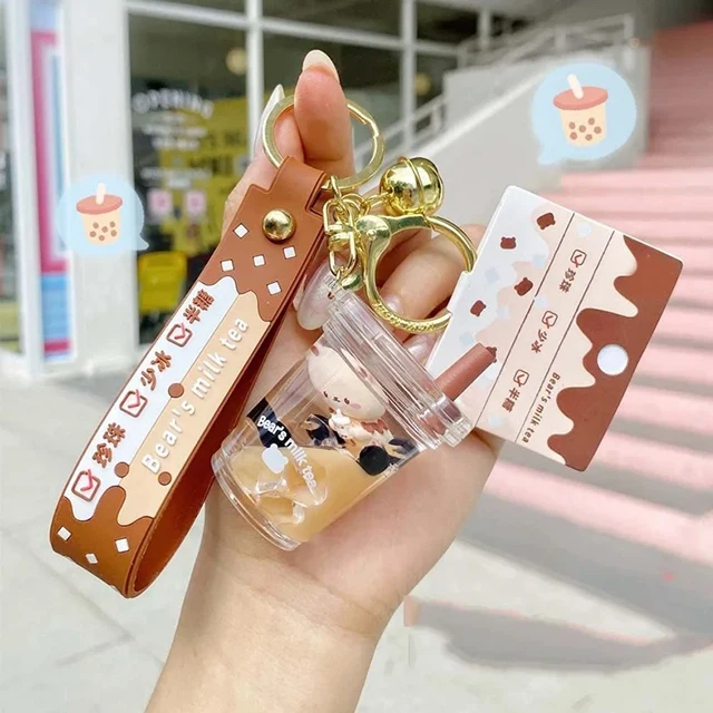 Personalized Design Logo Bubble Boba Milk Tea Keychains