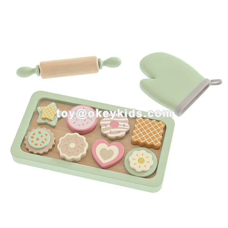 Pretend Cookies and Baking Sheet Wooden Toy Baking Set for Kids Ages 3 ...