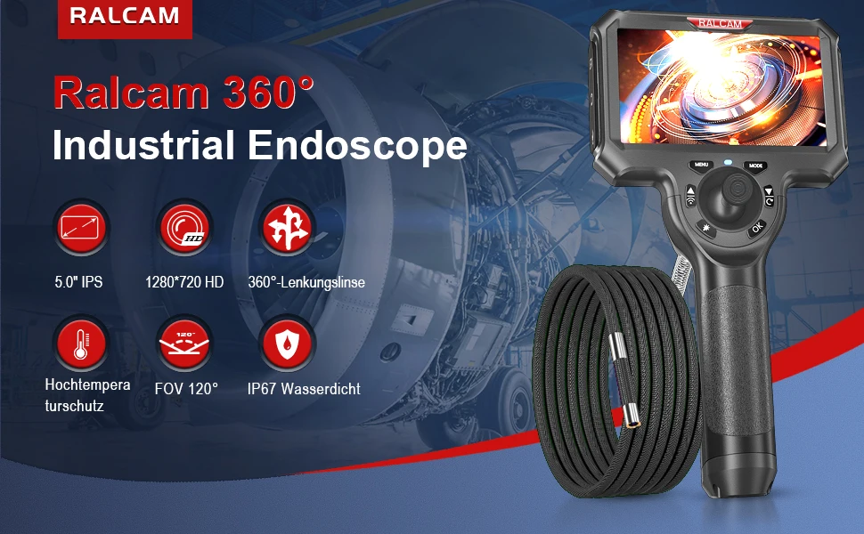 Ralcam 4 Way 360 Articulating Endoscope Ip67 Waterproof 1m Cable ...