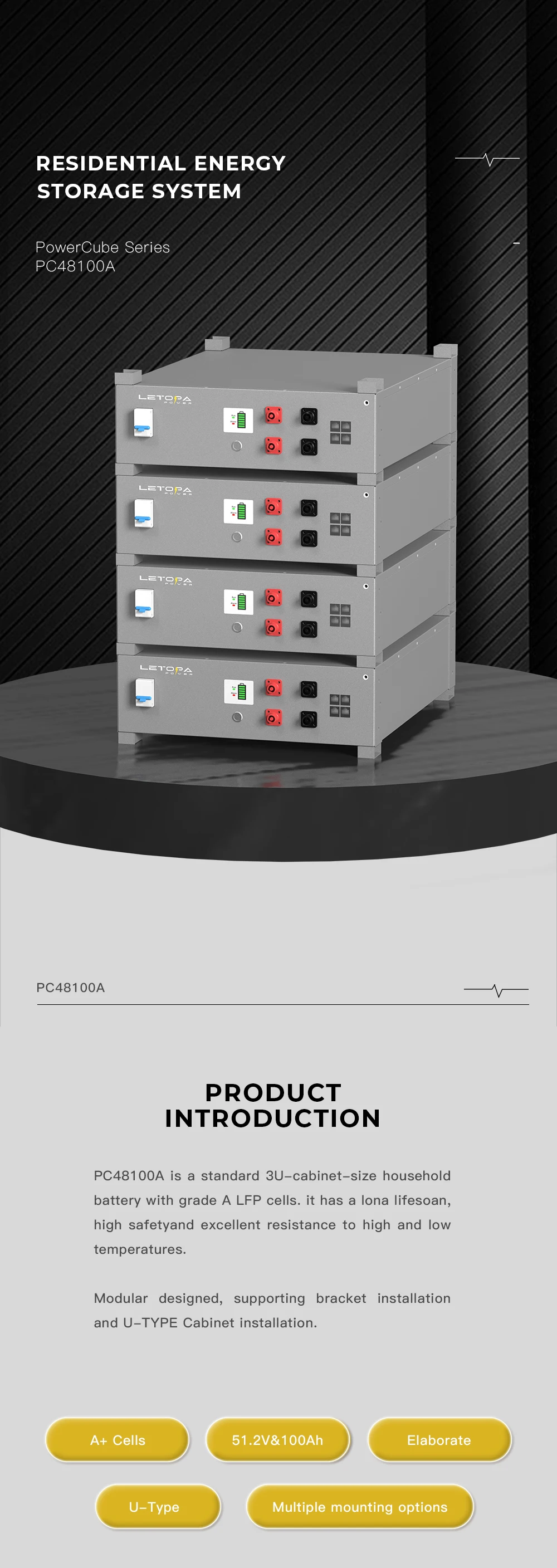 Letopa Rack Mount Lifepo4 Lithium Ion Phosphate Battery Li Ion Rack ...