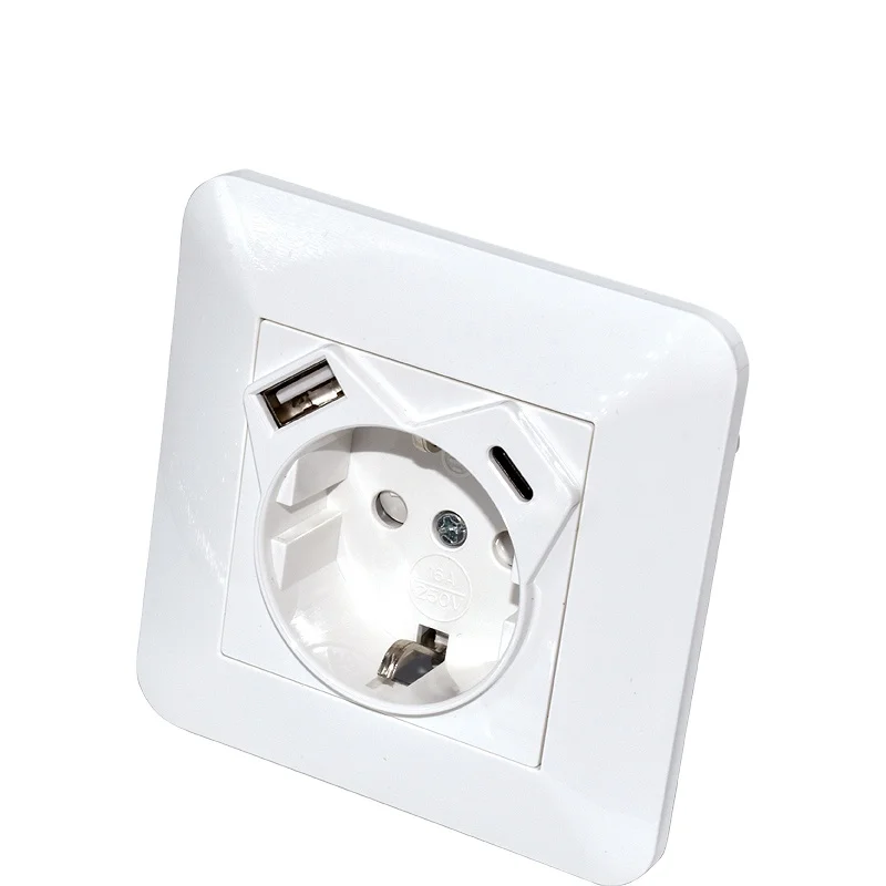 Pd 20w Flush Mounted Usb Wall Charger Outlet Xjy-usb-54-a/c E.u ...