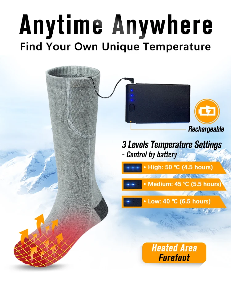 Custom Winter Outdoor Heated Electric Socks Beheizbare Socken Heated ...