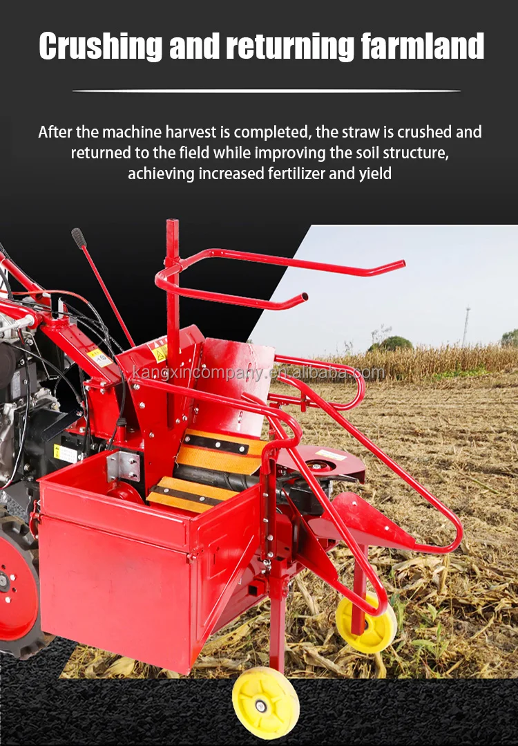Hand Working Mini Combine Walking Tractor Maize Picker Corn Harvester ...