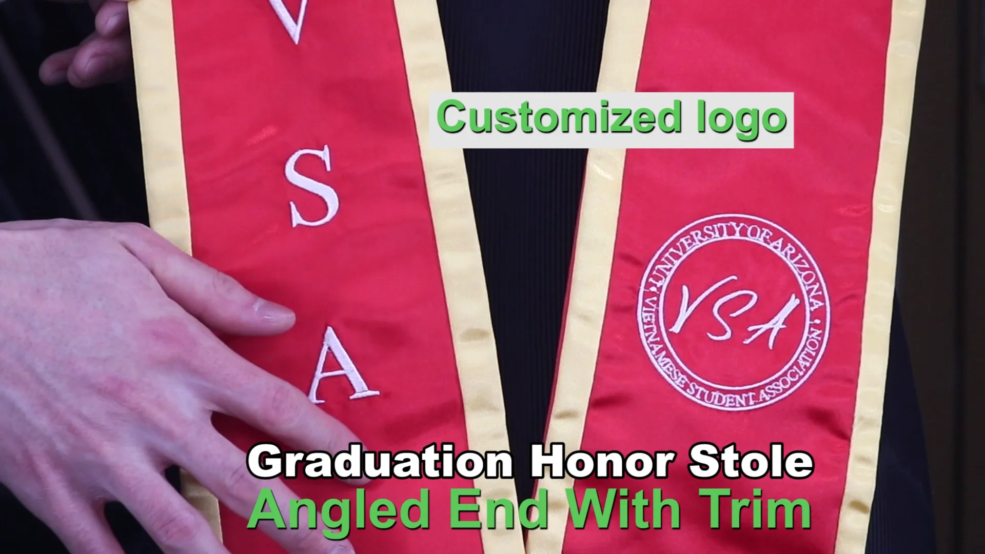 Adult Graduation Stoles Custom Embroidered Logo Gold Band Sash For ...