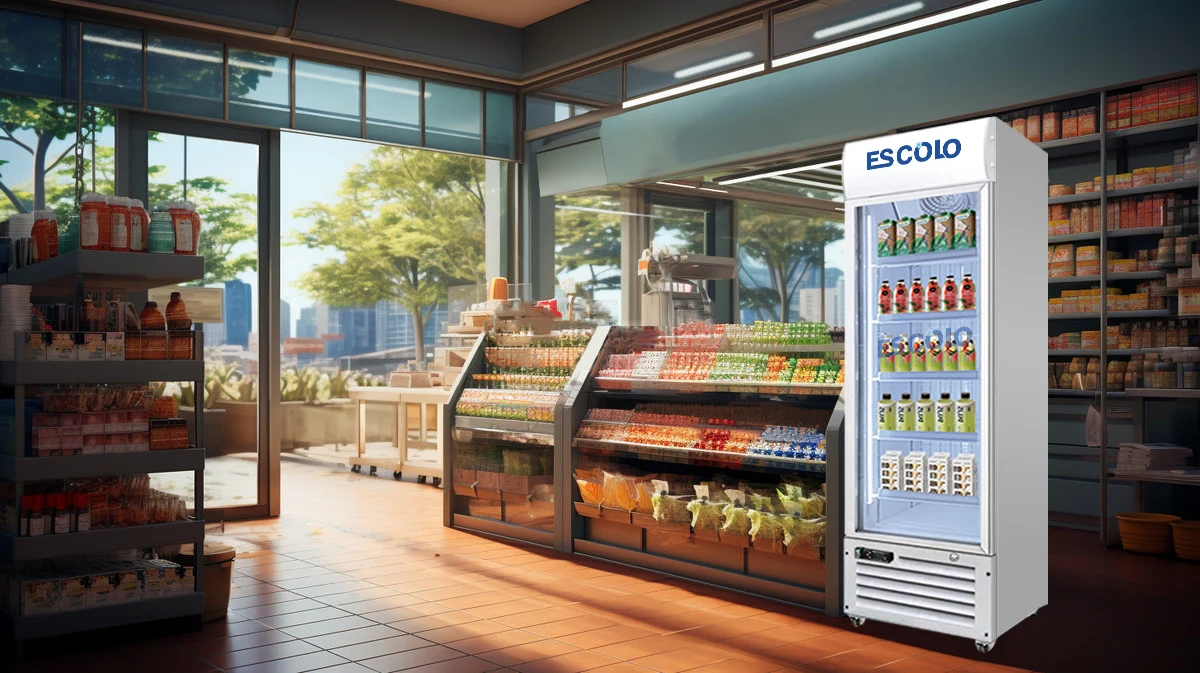 Slim Glass Door Cold Drink Display Case - Efficient Cooling