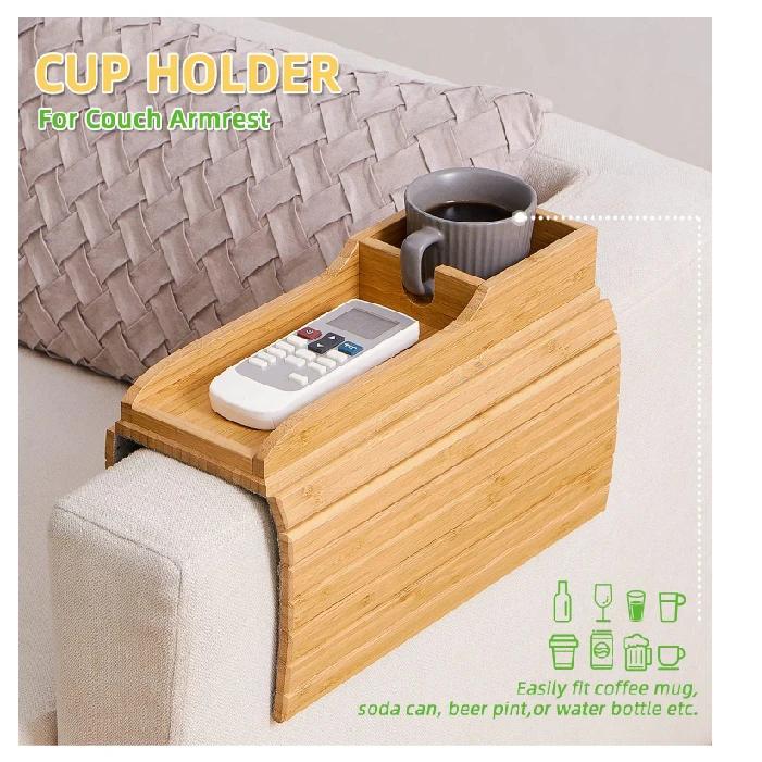 Portable Couch Arm Natural Bamboo Sofa Armrest Tray Sofa Couch Cup ...