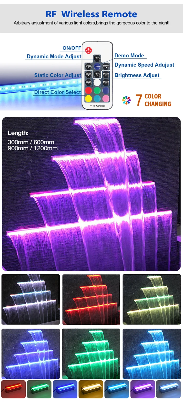 LED Swimming Pool Waterfall Lights - Popular Outdoor Fountains