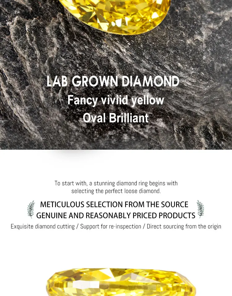 Hthp Cvd Lab Yellow Diamoand 0.5ct 1ct 2ct 3ct Fancy Vivid Color Loose ...