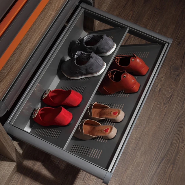 Luxury multi-functional wardrobe pull out shoes rack hanger aluminium ...