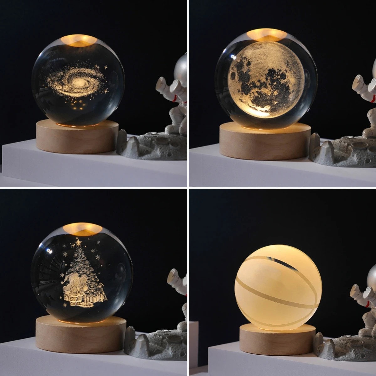 Moon Astronaut Planet Globe 3d Crystal Ball Laser Engraved Solar System ...