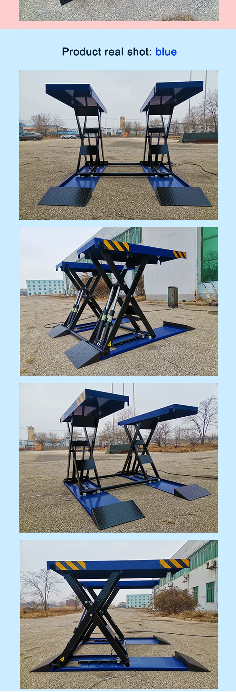 Scissor Type Four-cylinder Push On The Side Car Lifter With 1.3m ...