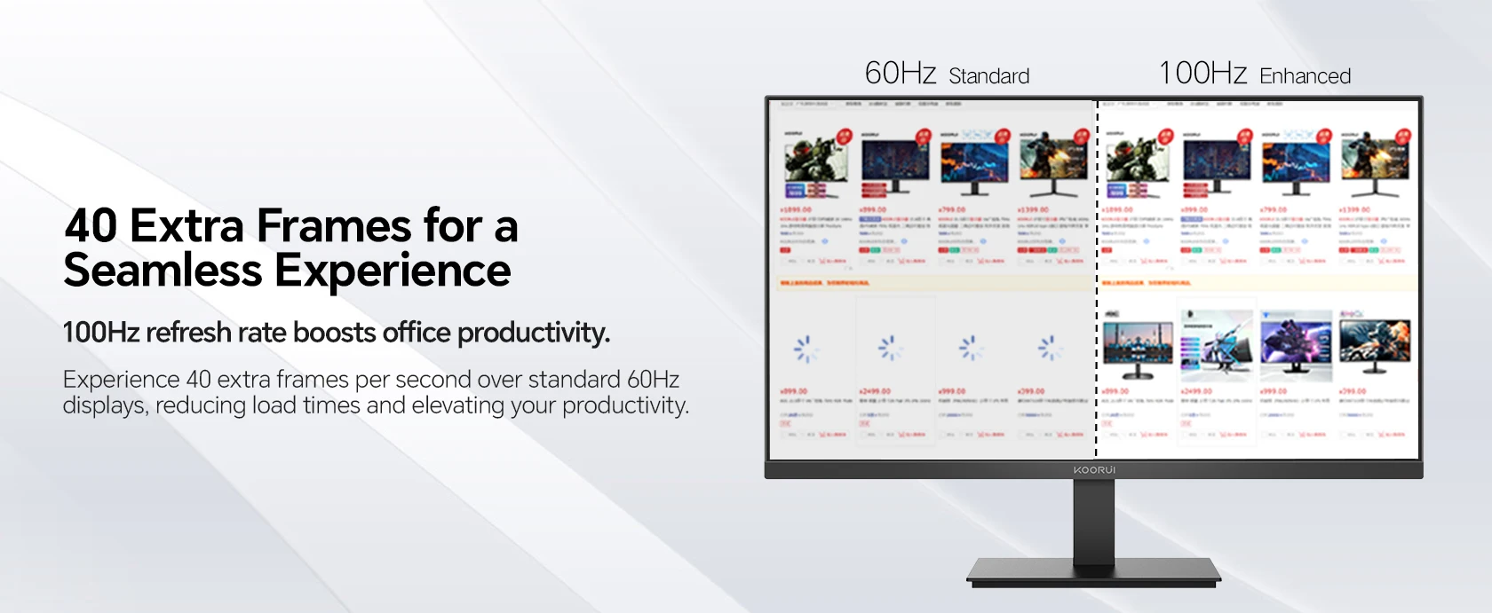 KOORUI 22 Inch Gaming Monitor - 1920x1080, 100hz, VA Panel
