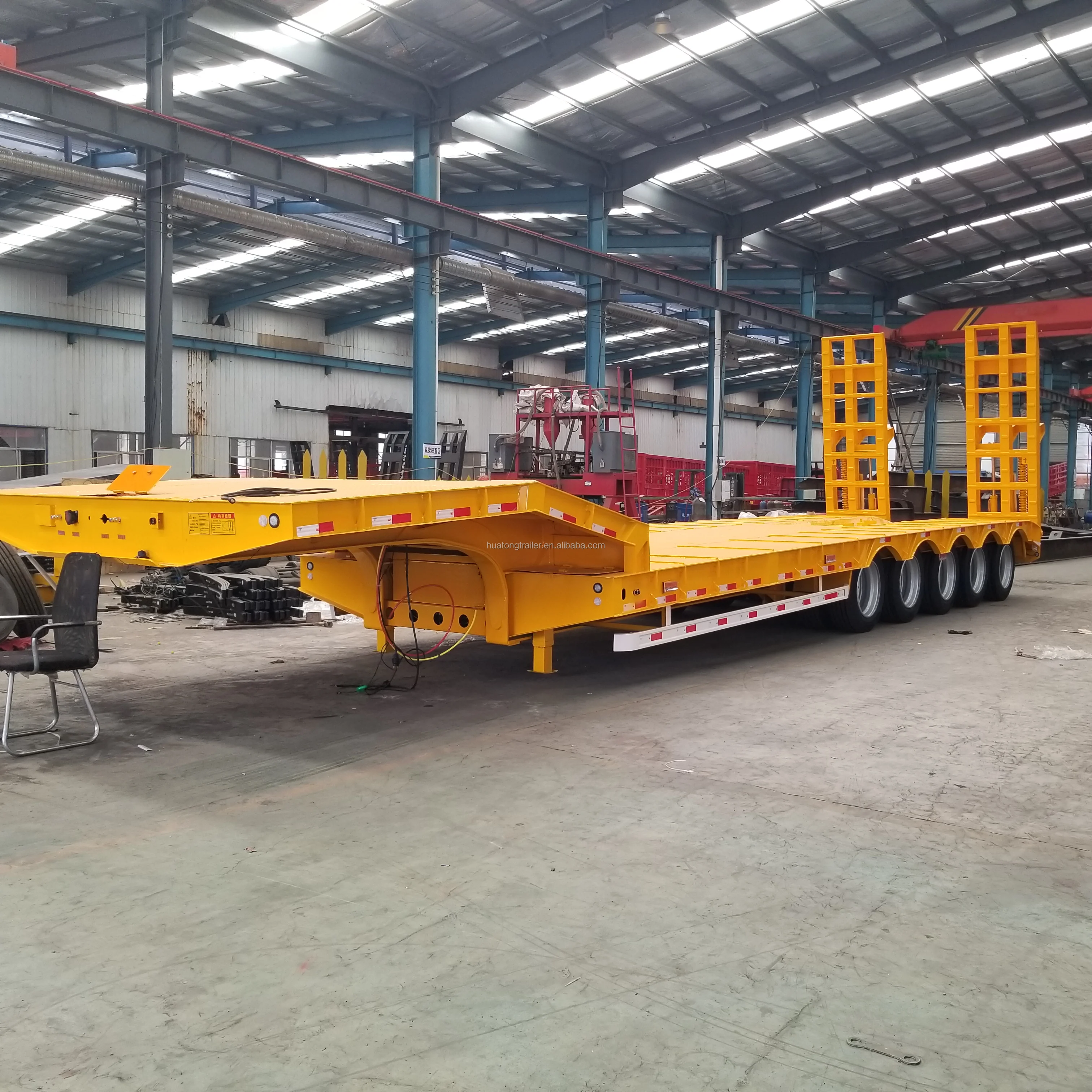 60tons 3axles Low Bed Semi Truck Flat Bed Trailer For Saudi Arabia 2 3 ...