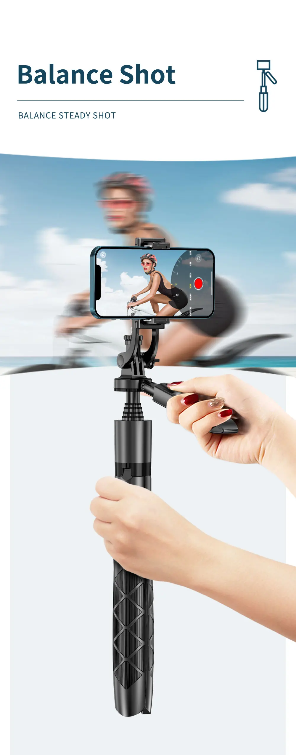 L16 Selfie Stick - Ultimate Black Pole with Wireless Control