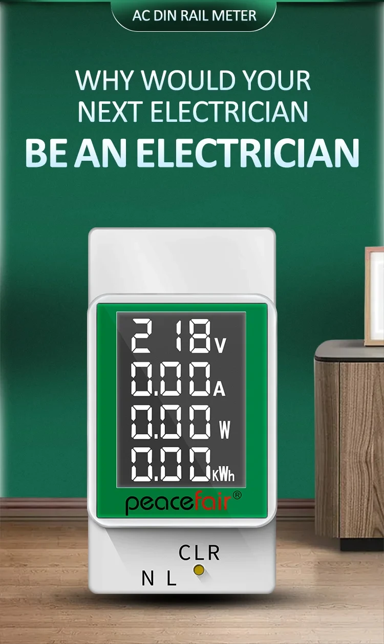 Pzem-008 Din Rail Electricity Digital Power Energy Meter Watt Kwh ...