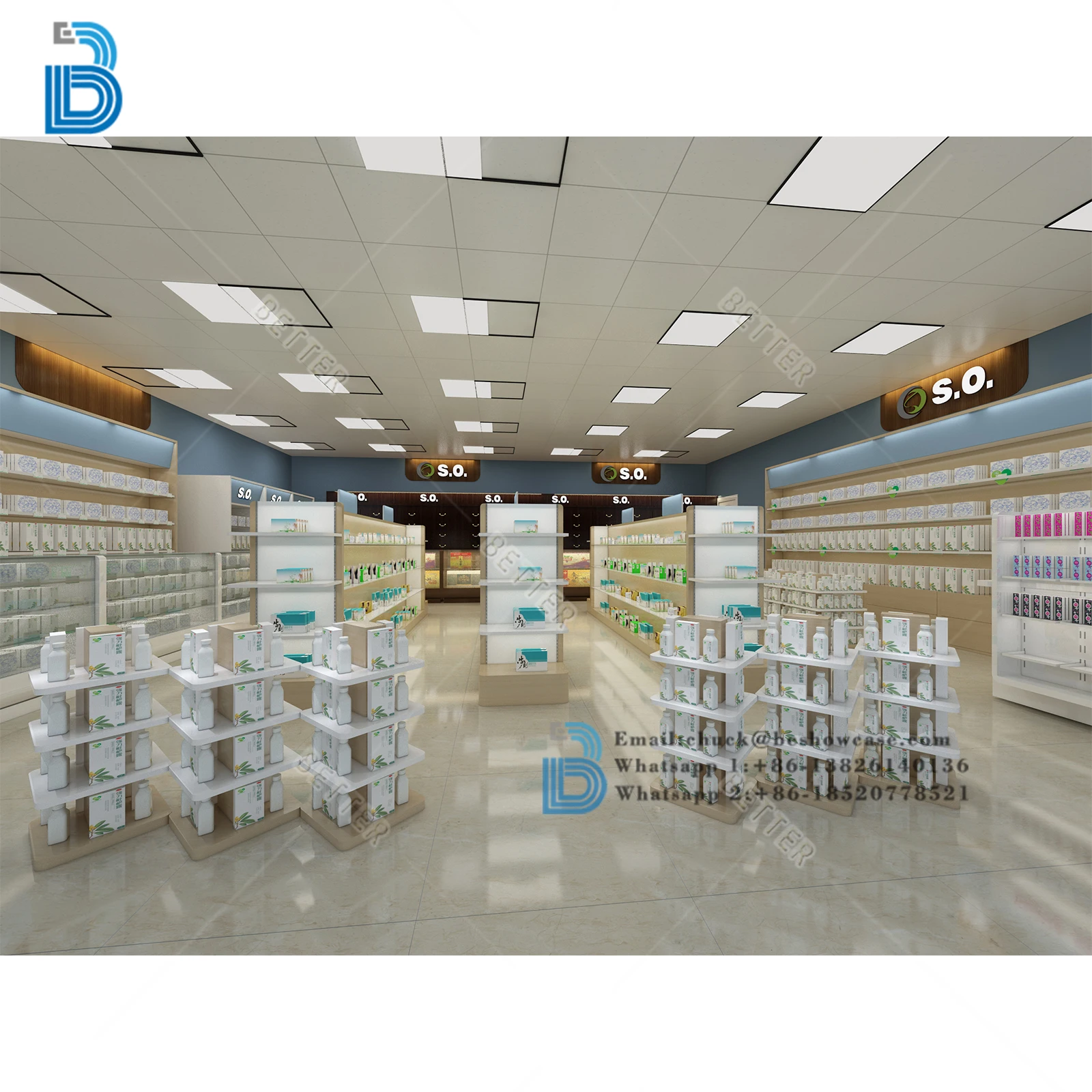 Modern Design Pharmacy Furniture Design for Wood Stand Pharmacy and ...